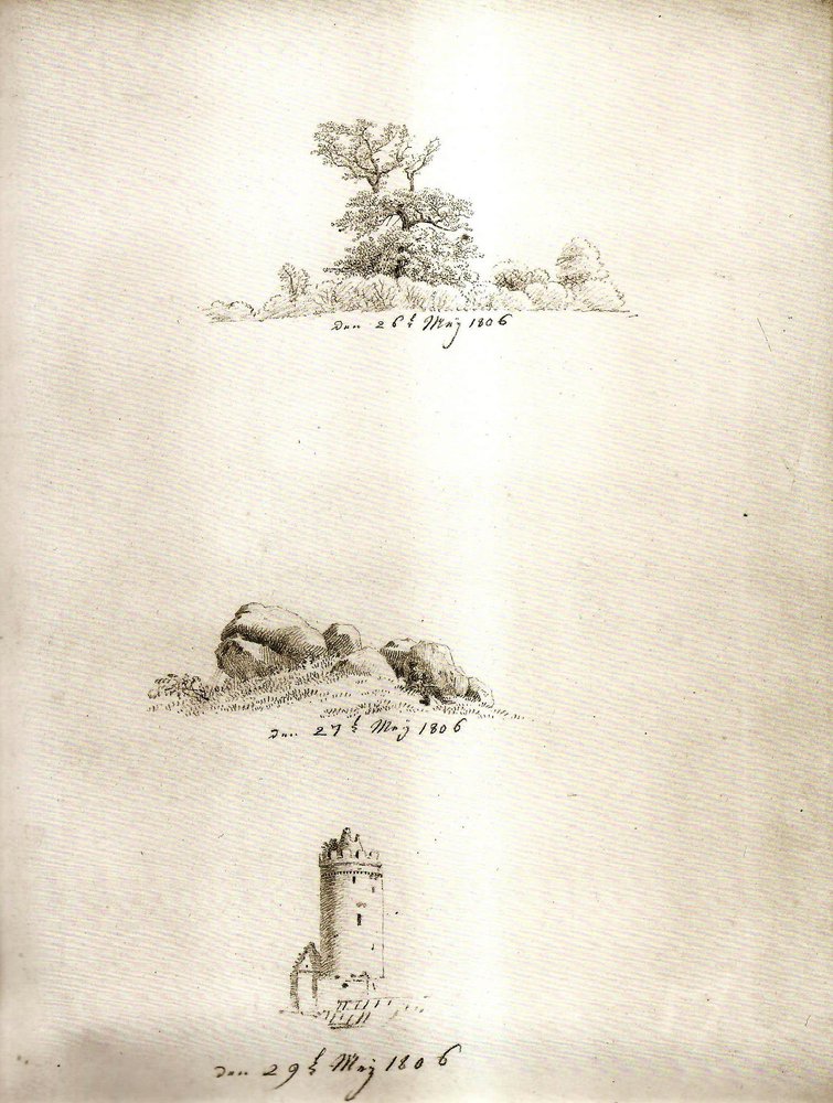 Tree, Dolmen, and Tower by Caspar David Friedrich