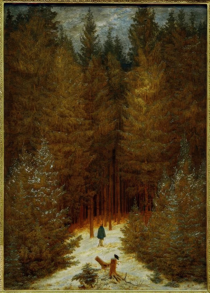 The Chasseur in the Forest (A Snowy Pine Forest, Pine Trees)