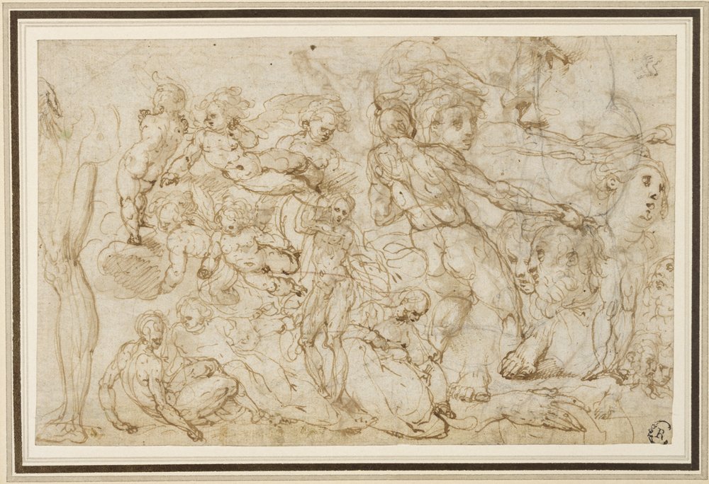 Sheet of Figure Studies by Cesare Pollini: Fine art print