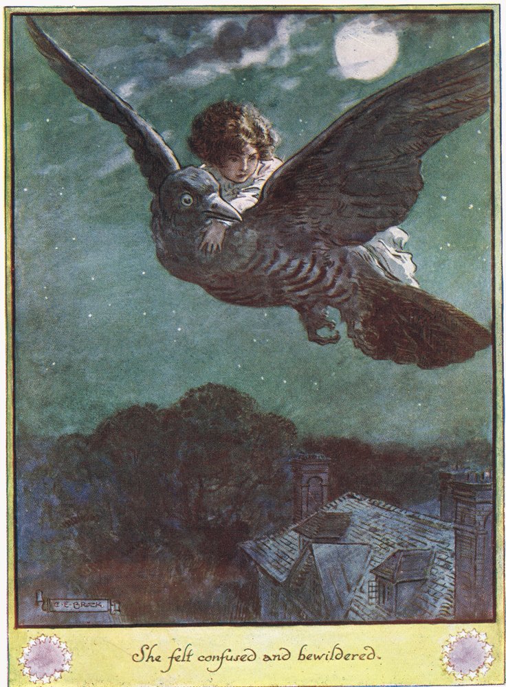 Flight on the Bird, illustration from 'The Cuckoo Clock' by Mrs ...