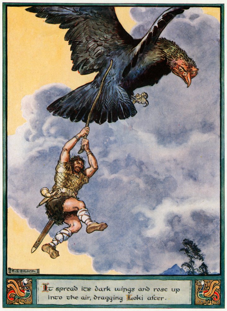 'It spread its dark wings and rose up into the air, dragging Loki after ...