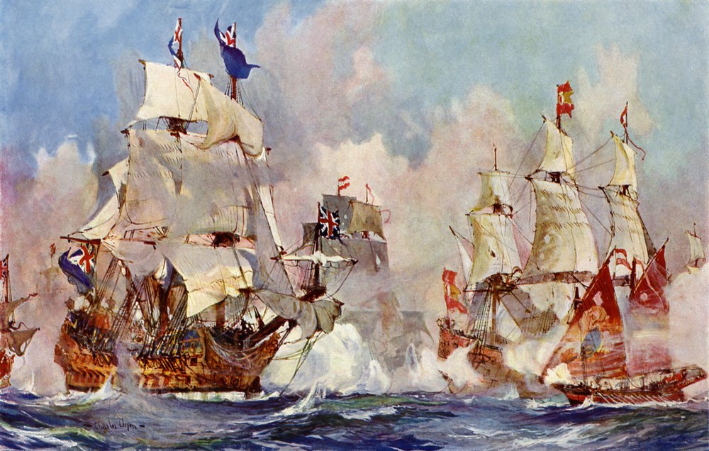 The Prince George at the Battle of Malaga, 1704