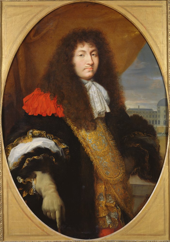 Portrait of Louis XIV, King of France and Navarre, in front of the ...