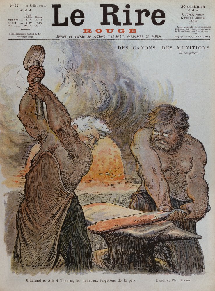 Alexandre Millerand and Albert Thomas as Blacksmiths Forging Peace, 1915
