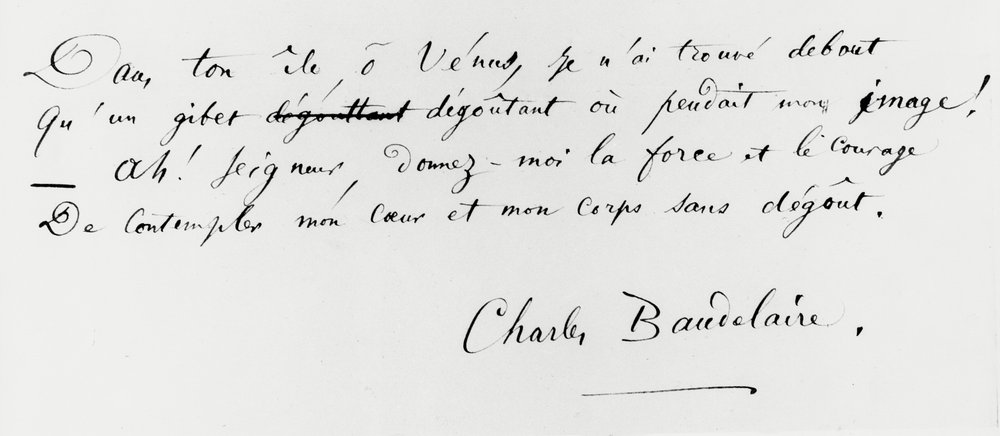 'Voyage a Cythere' end of the poem with autograph signature