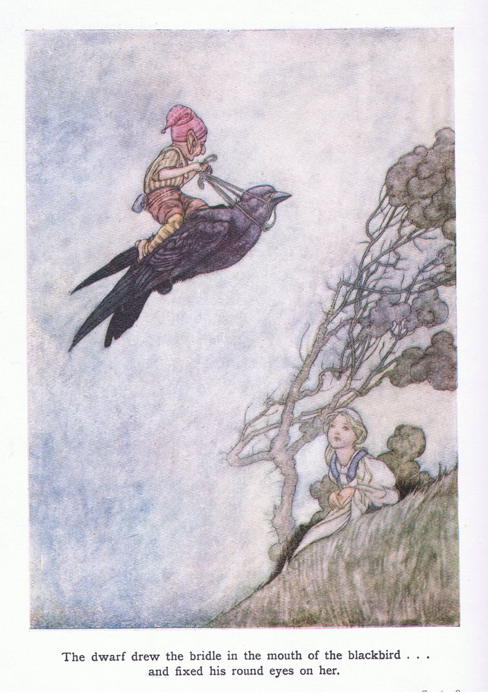 The dwarf drew the bridle in the mouth of the blackbird and fixed his ...