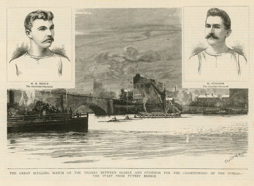 The Great Sculling Match on the Thames between Searle and O'Connor for ...