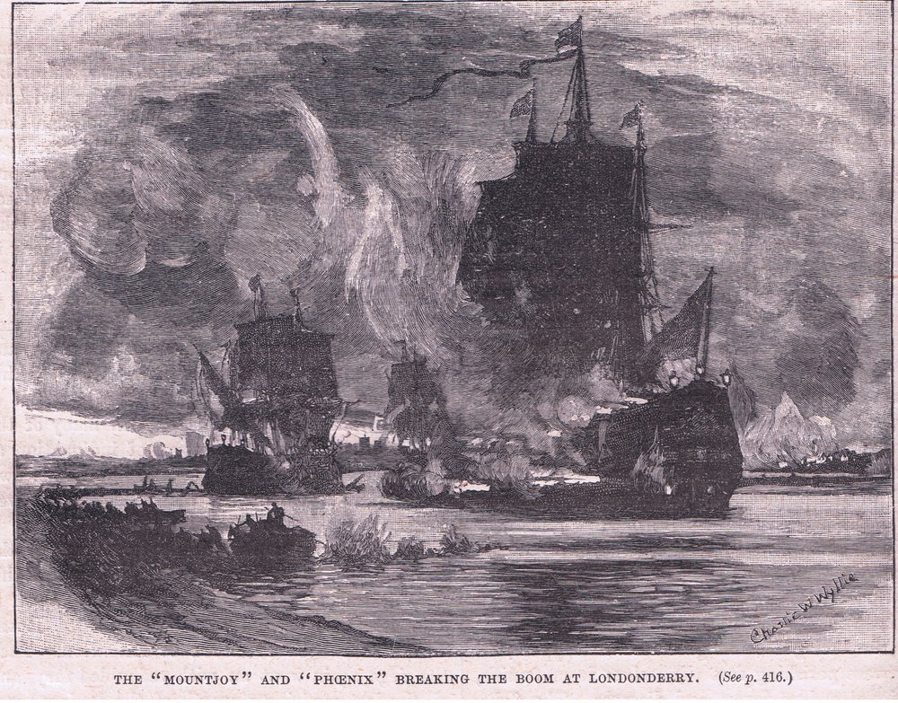 The 'Mountjoy' and the 'Phoenix' Breaking the Boom at Londonderry AD 1689