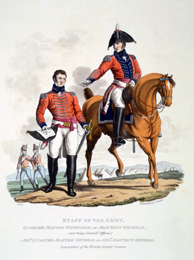 Uniforms of Soldiers of the Royal Staff Corps, from 'Costume of the ...
