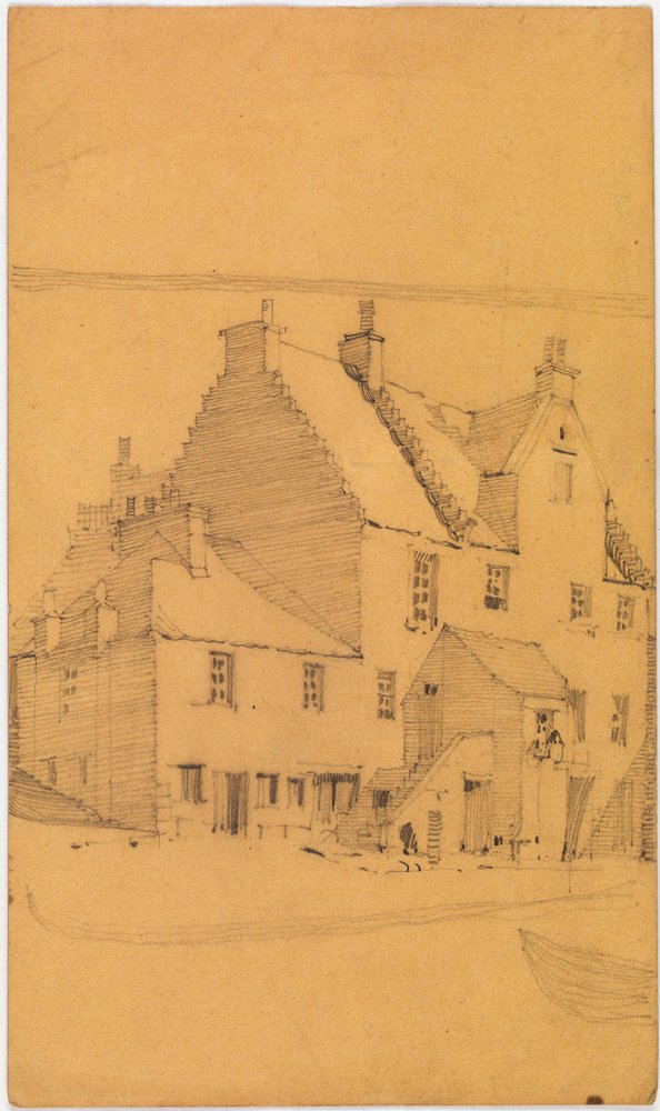 Pencil sketch of old buildings, probably in Glasgow