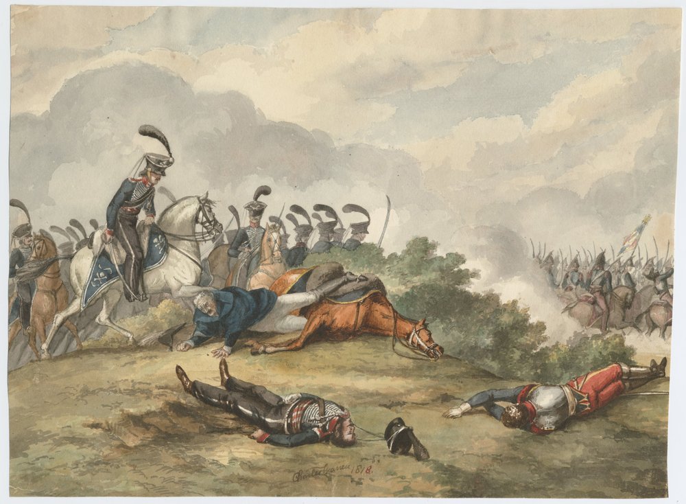 Marshal Blücher at the Battle of Ligny on 16 June 1815