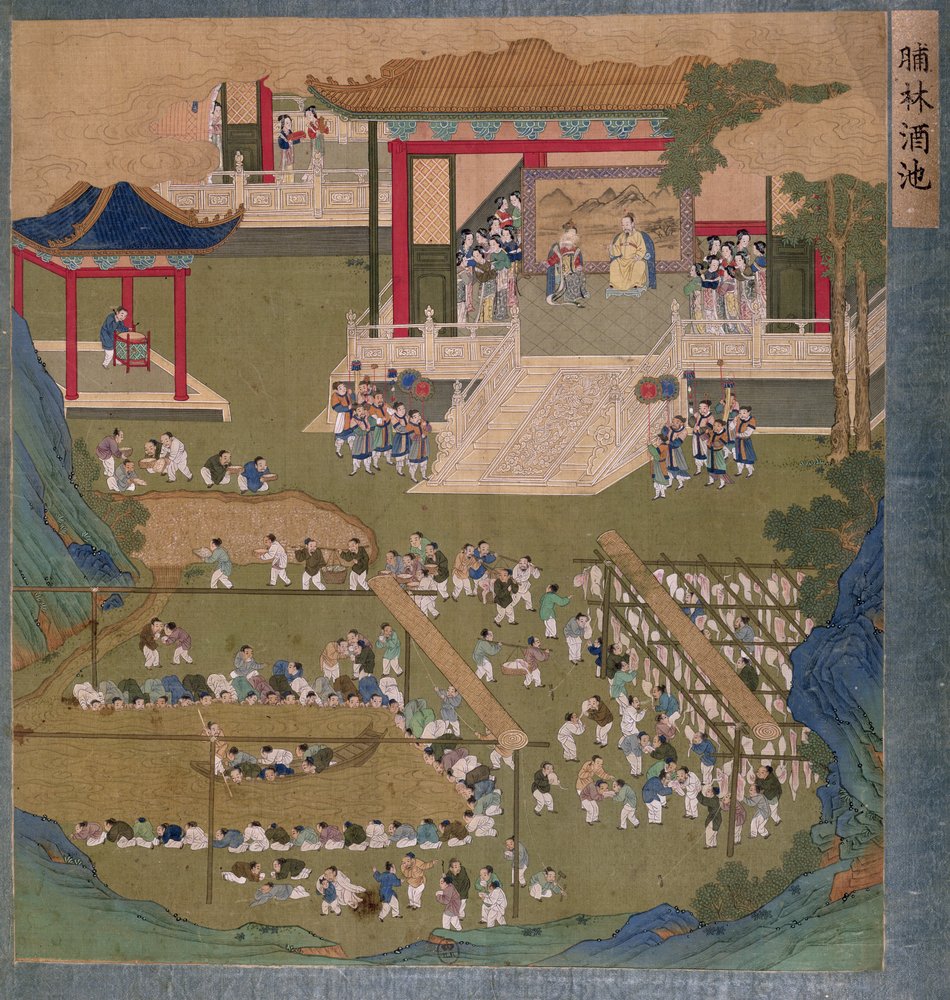 Ancient Chinese Emperor and Empress Holding Court Before Courtiers ...