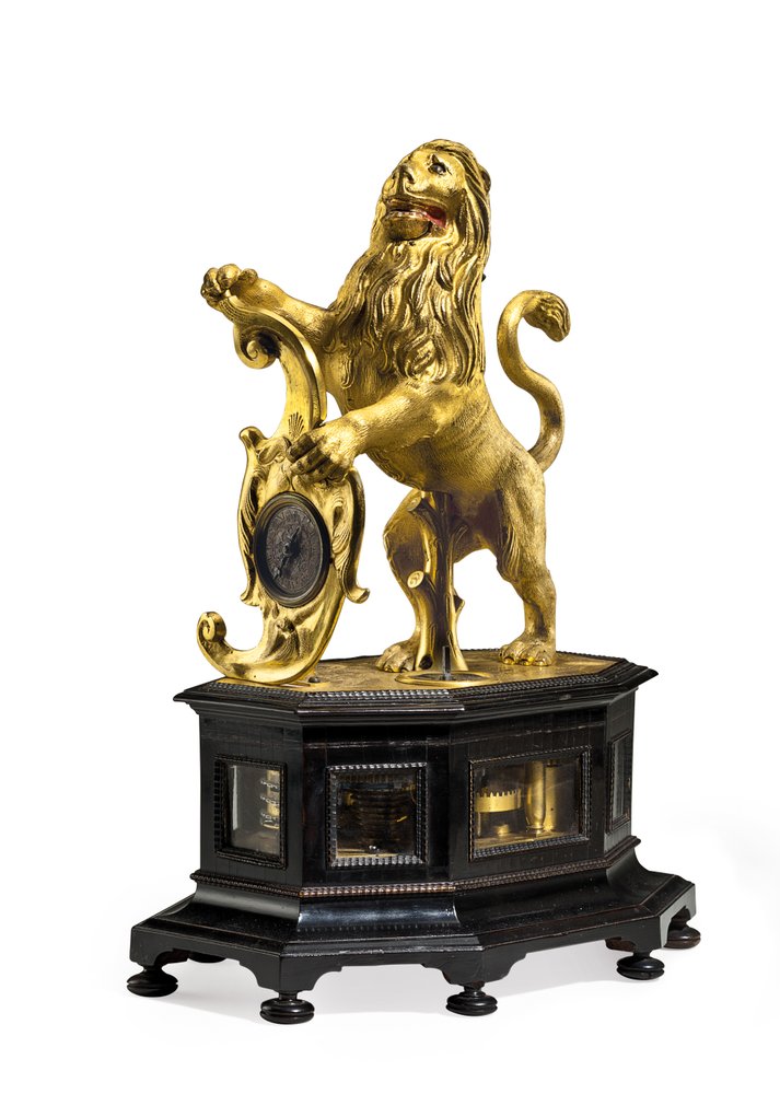 Striking and Automaton Lion Clock by Christoff Miller