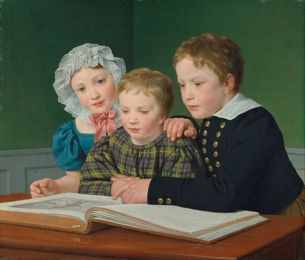 Portrait of C.F. Holm's Children: Adam Vilhelm, Pauline Frederikke, and ...