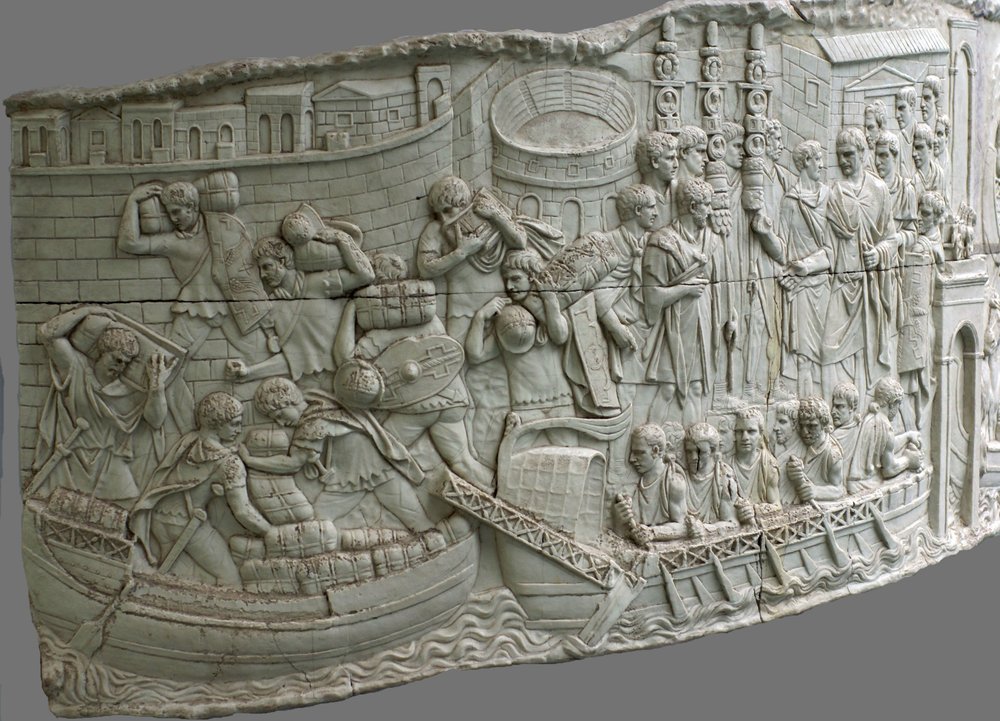 The Roman galleys. Relief detail of Trajan's Column, 1st-2nd century