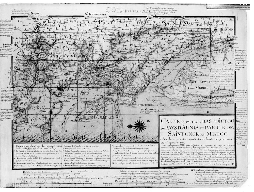 Map of Bas Poitou, Pays d'Aunis, Saintonge and Medoc, from 'Recueil des ...