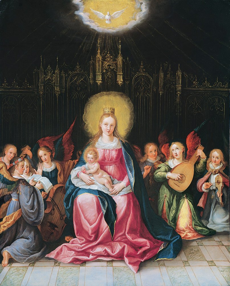 The Virgin and Child surrounded by seven music-making angels