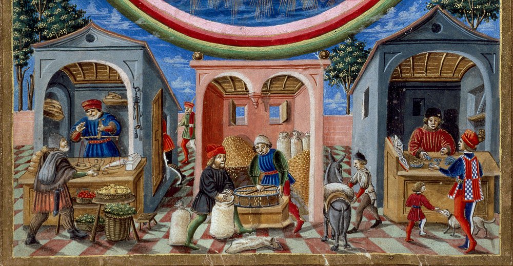 Detail of Merchants Selling Various Items (Detail)