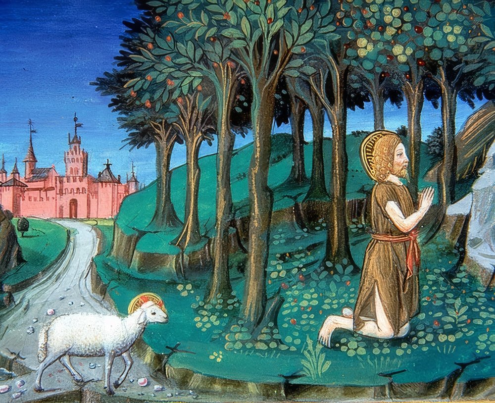 John the Baptist Praying Outside the City Gates. 1476