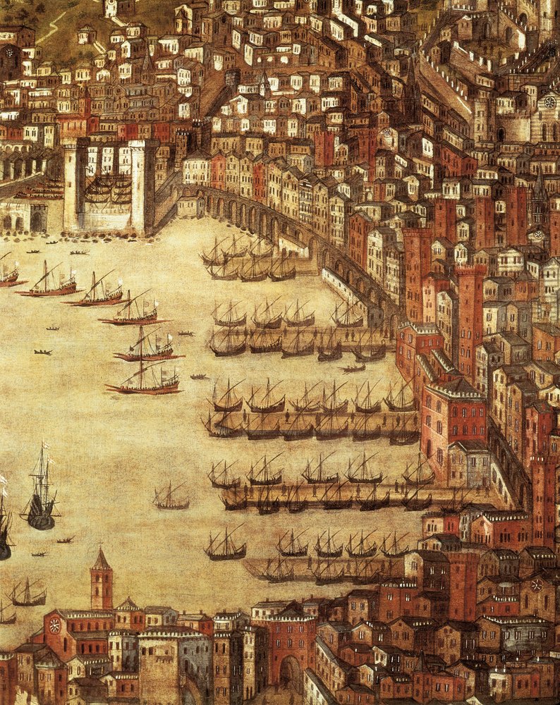View of Genoa and its castle (detail)