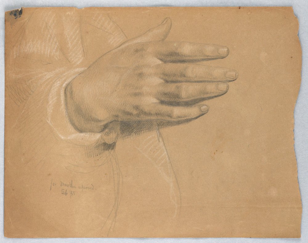 Study of Hand for "Martha Reproved" by Daniel Huntington