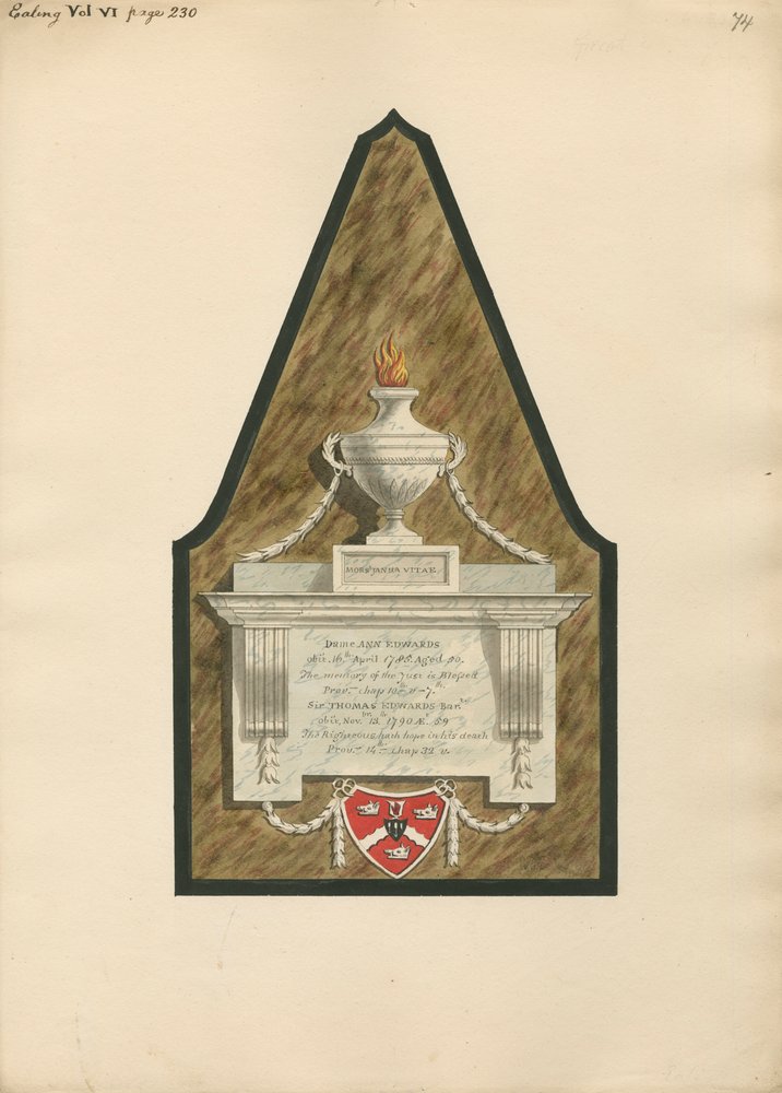 Memorial to Dame Ann Edwards and Sir Thomas Edwards from Ealing Church