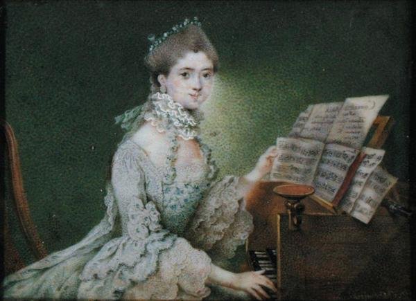 Portrait of a singer at the harpsichord