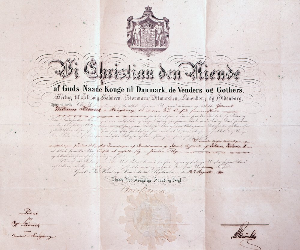 Patent Signed by Christian IX of Denmark Appointing William Keswick as ...