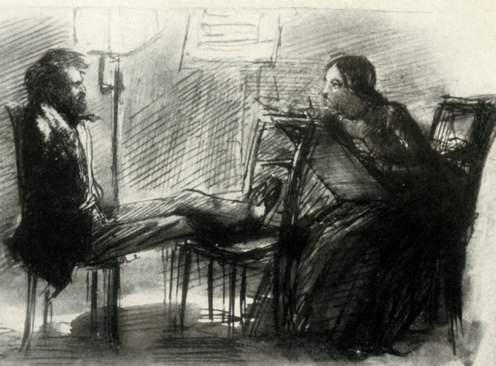 Elizabeth Siddal drawing Rossetti, 1853