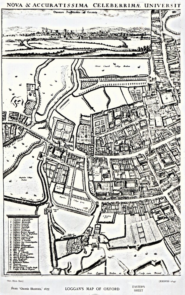 Loggan's map of Oxford, Eastern Sheet, from 'Oxonia Illustrated'