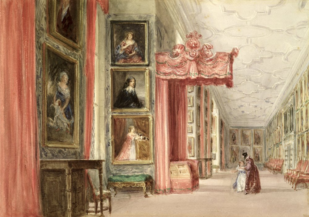 Interior of the Long Gallery, Hardwick Hall, Derbyshire, 1838