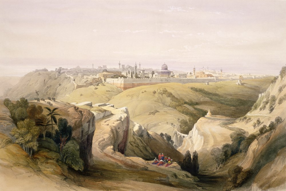 Jerusalem from the Mount of Olives, plate 6 from Volume I of 'The Holy ...
