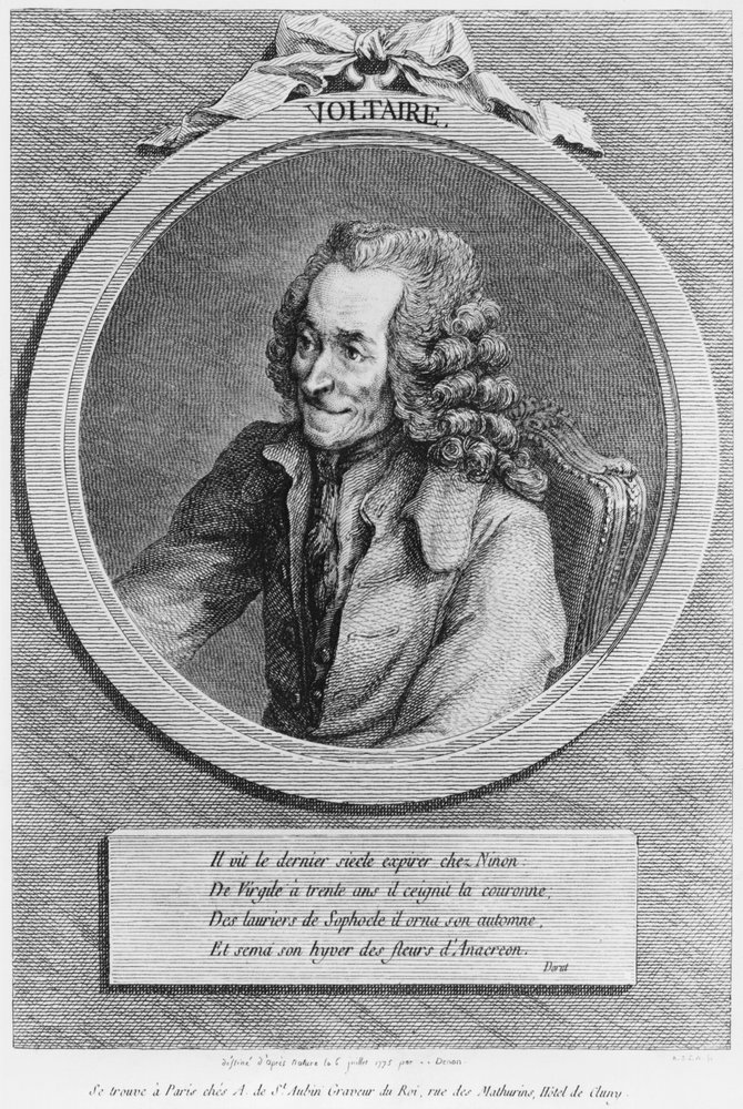 Portrait of Voltaire, from a drawing by Denon made on 6th July 1775
