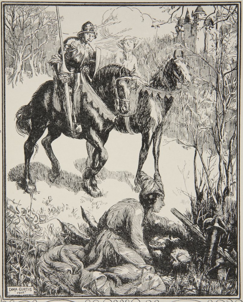 A lady weeping bitterly, illustration from 'Stories of King Arthur and ...