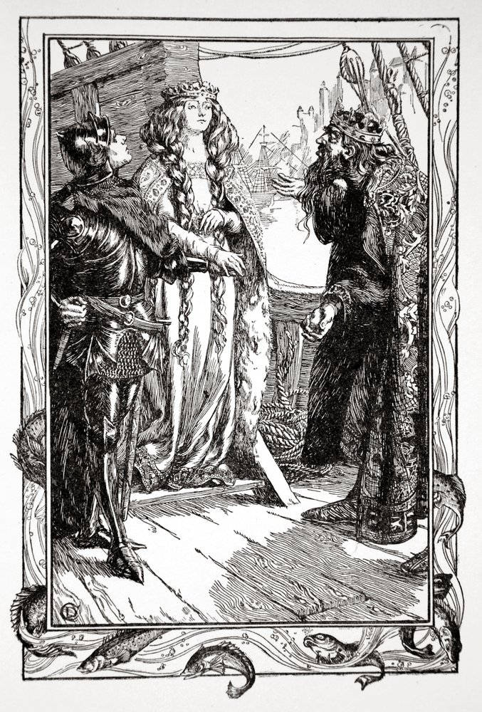 King Anguish Gives Isolt to Sir Tristram by Dora Curtis