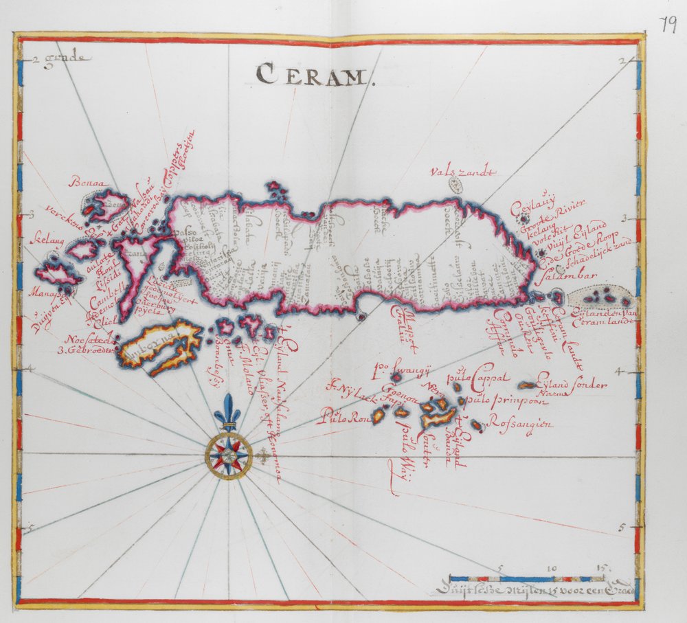 Map of the island of Ceram (Seram), Indonesia