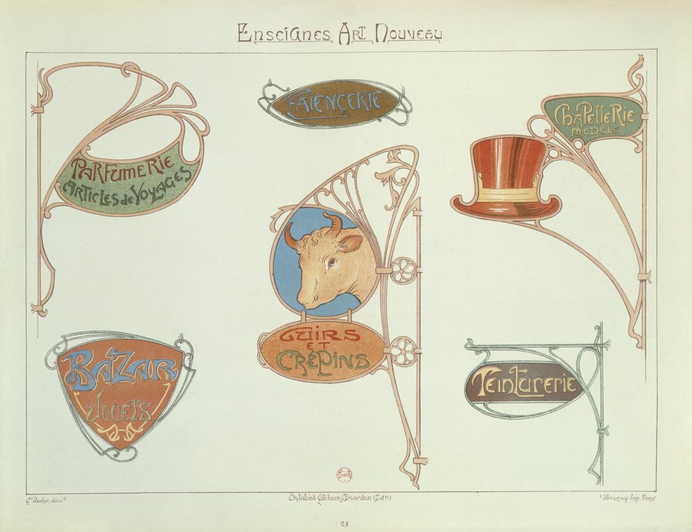 Art Nouveau Shop Signs by E. Mulier: Buy fine art print