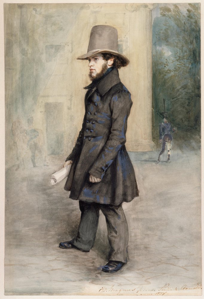 Adolph von Menzel with Biedermeier Hat by Eduard Magnus