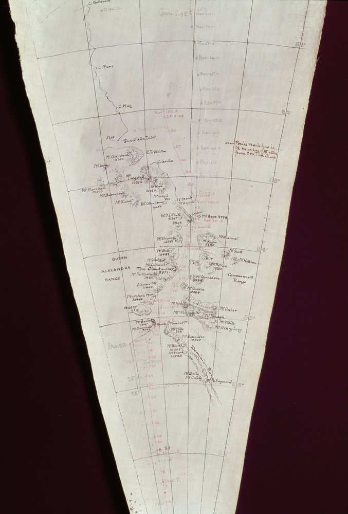 Section of Map from Ross Island to South Pole Used on Antarctica Expedition