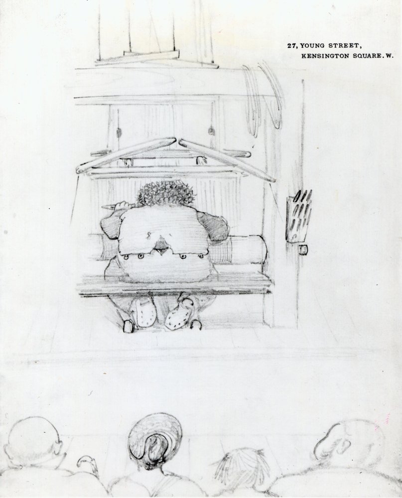 William Morris at His Loom, Caricature by Edward Burne-Jones