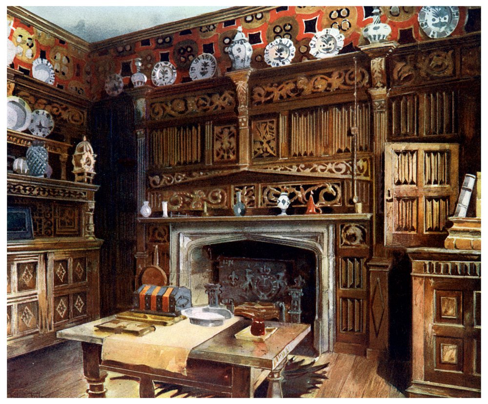 The Panelled Study at Groombridge Place, Kent by Edwin Foley