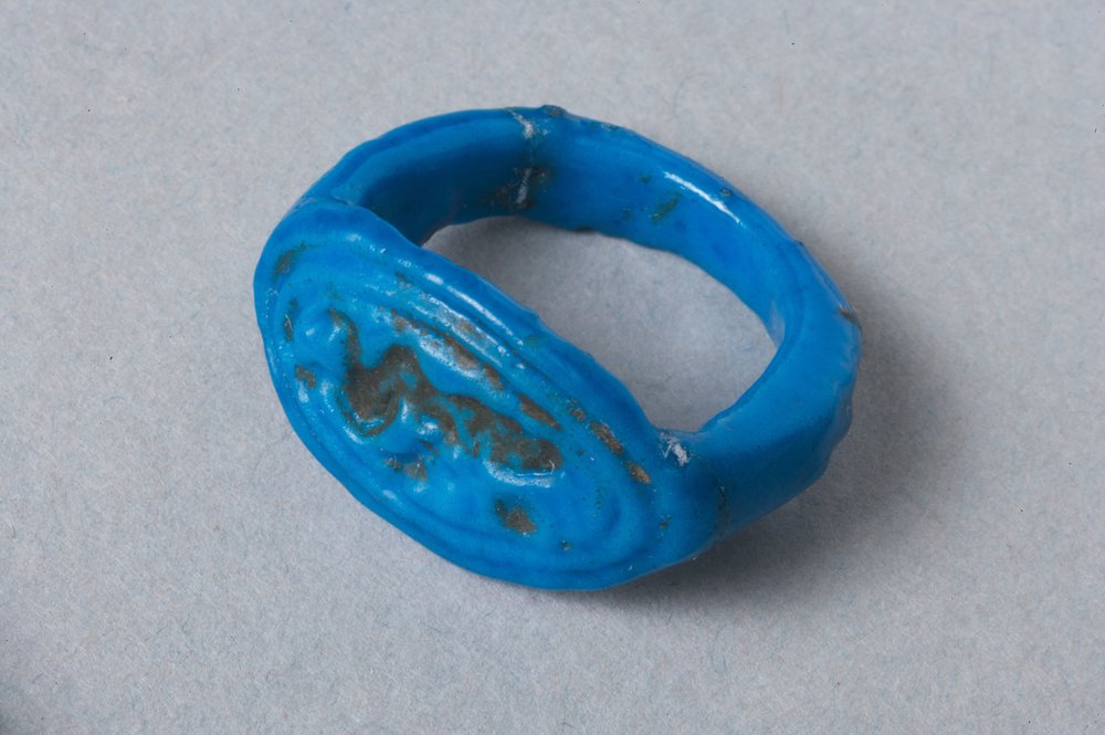Ring depicting dancing Bes figure, New Kingdom