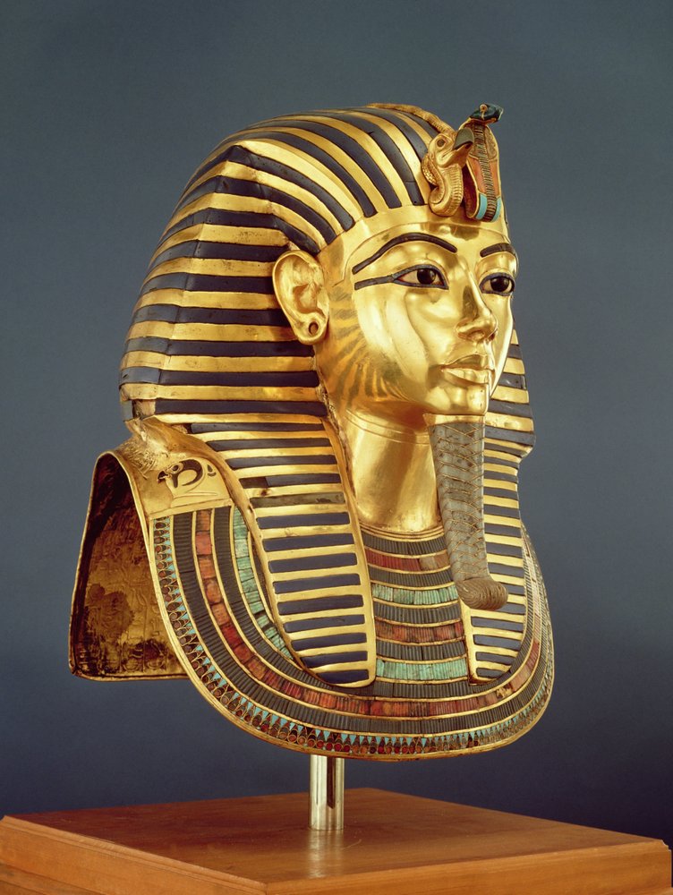 The funerary mask of Tutankhamun by Egyptian 18th Dynasty