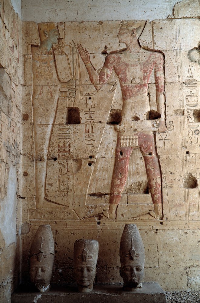 Egyptian antiquity: low relief from the temple of Seti I in Abydos ...