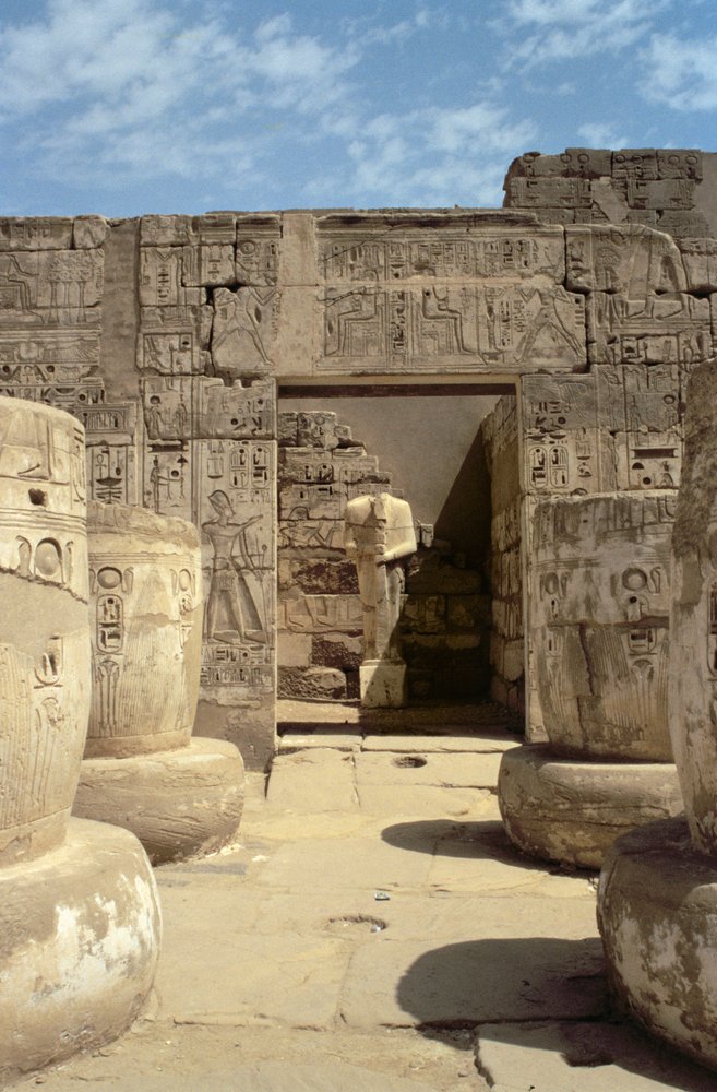 Statue of Ramesses in a chapel leading from the Hypostyle Hall of the ...