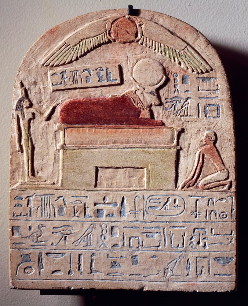 Painted limestone stele of god Apis by Egyptian 21st Dynasty