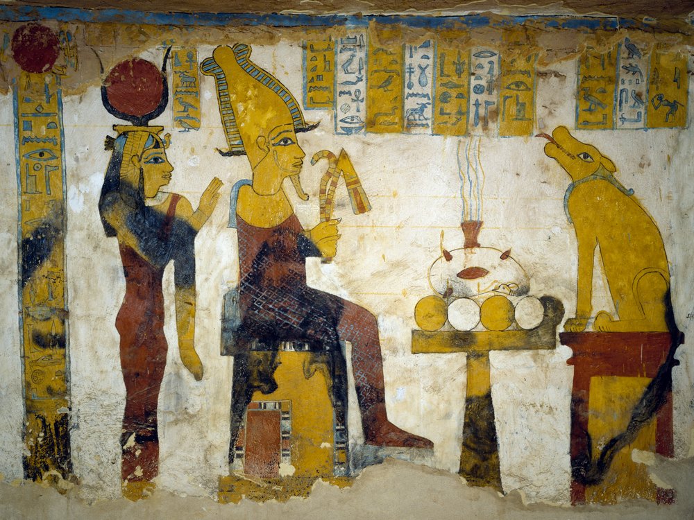Wall paintings from burial chamber of Tomb of Pa Nentwy, Bahariya Oasis ...