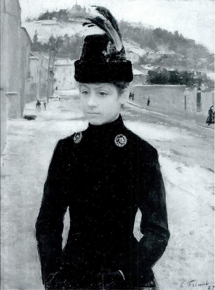 Young Girl from Nancy in a Snowy Landscape by Emile Friant