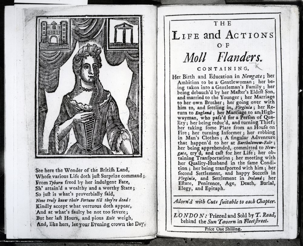 Frontispiece and Title Page for 'The Life and Actions of Moll Flanders ...