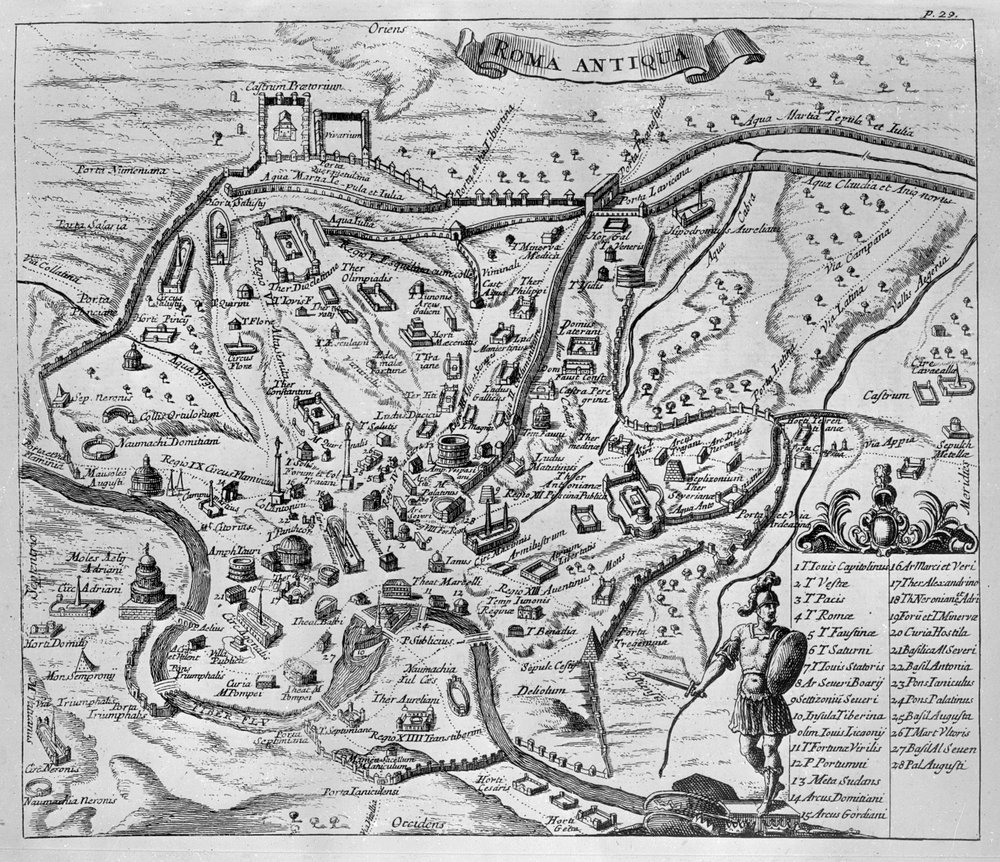 Map of Ancient Rome by English School: Buy fine art print